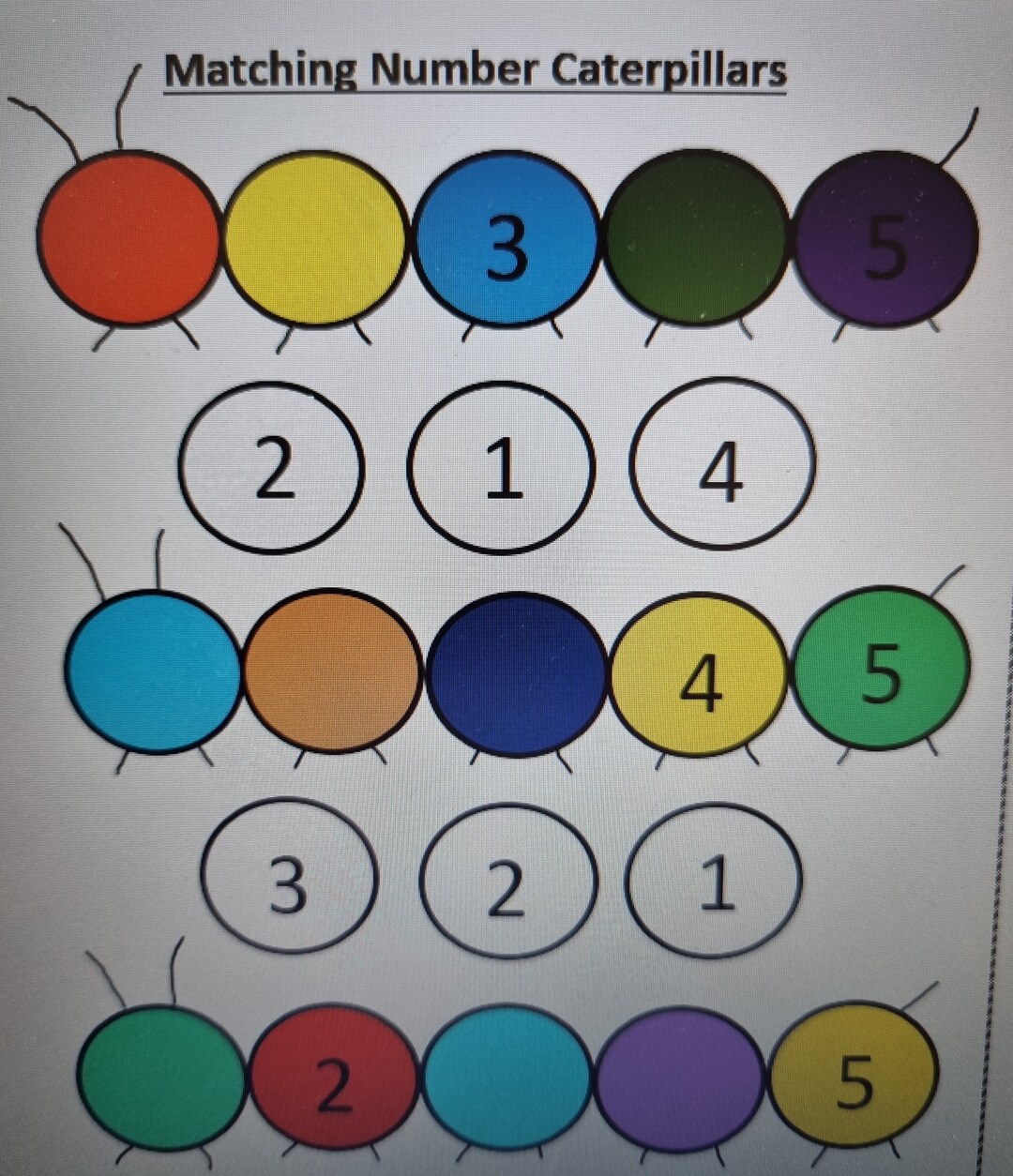 Printable Matching Number Caterpillars, EYFS, Maths, Numbers, Nursery ...