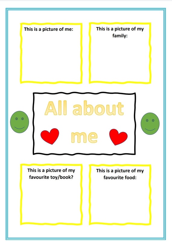 Printable 'all About Me' Sheet Using Pictures Pre | Etsy
