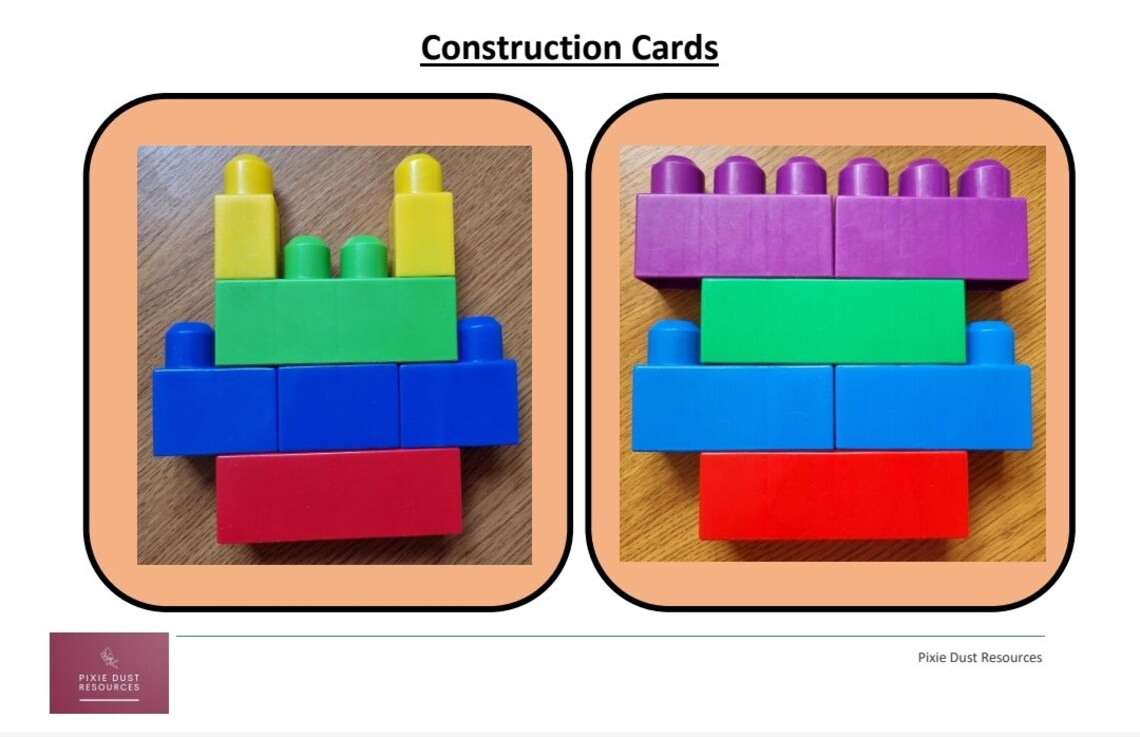 Printable Construction Cards, Building Block Patterns, Pre School ...