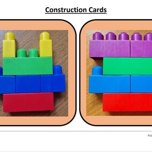 Printable Construction Cards, Building Block Patterns, Pre School ...