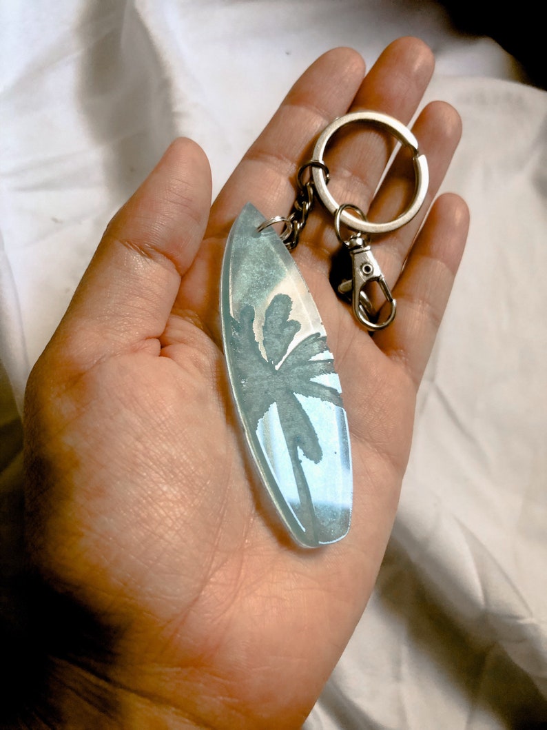 Resin Hibiscus Surfboard Keychain With Snap Hook - Etsy
