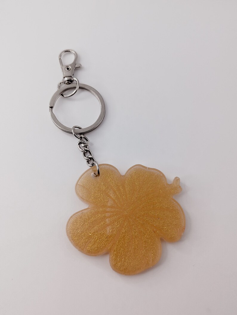 Resin Hibiscus Flower Keychain With Snap Hook - Etsy