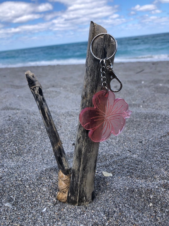 Resin Hibiscus Flower Keychain With Snap Hook | Etsy