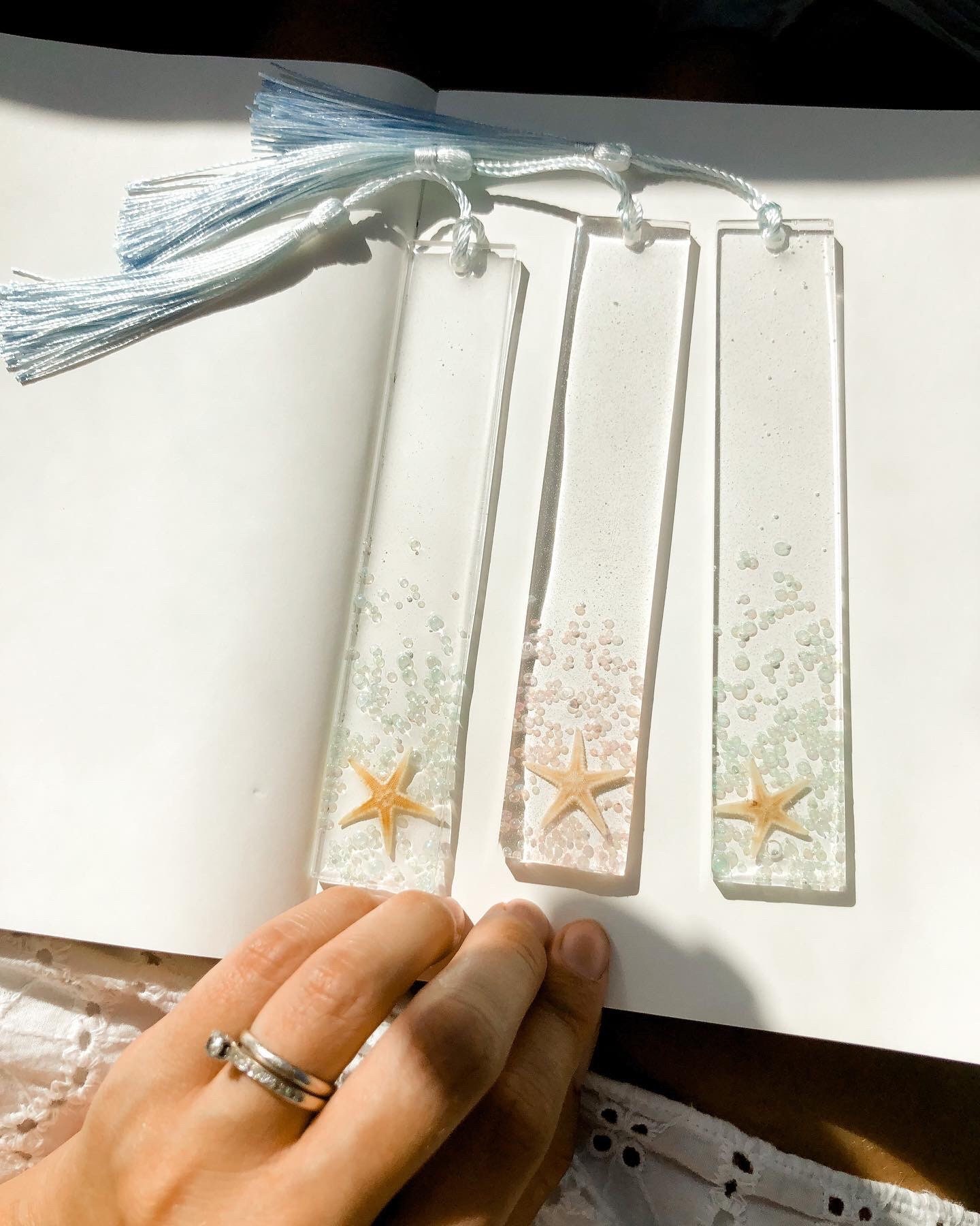 Clear Resin Starfish Ocean Nautical Bookmark Book Lover Gift Clear ...