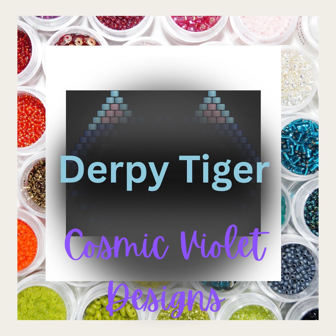 Derpy Tiger Seed Bead Earring Pattern | Miyuki Delica PDF (instant ...