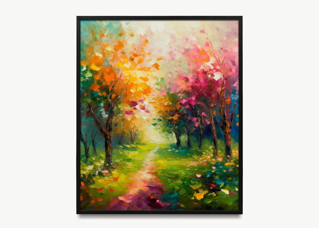 Colorful Spring Trees Digital Art Painting Instant Download High ...