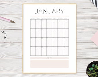Monthly Planner Calendar Printable Calendar 11 X 8.5 Inches PDF ...