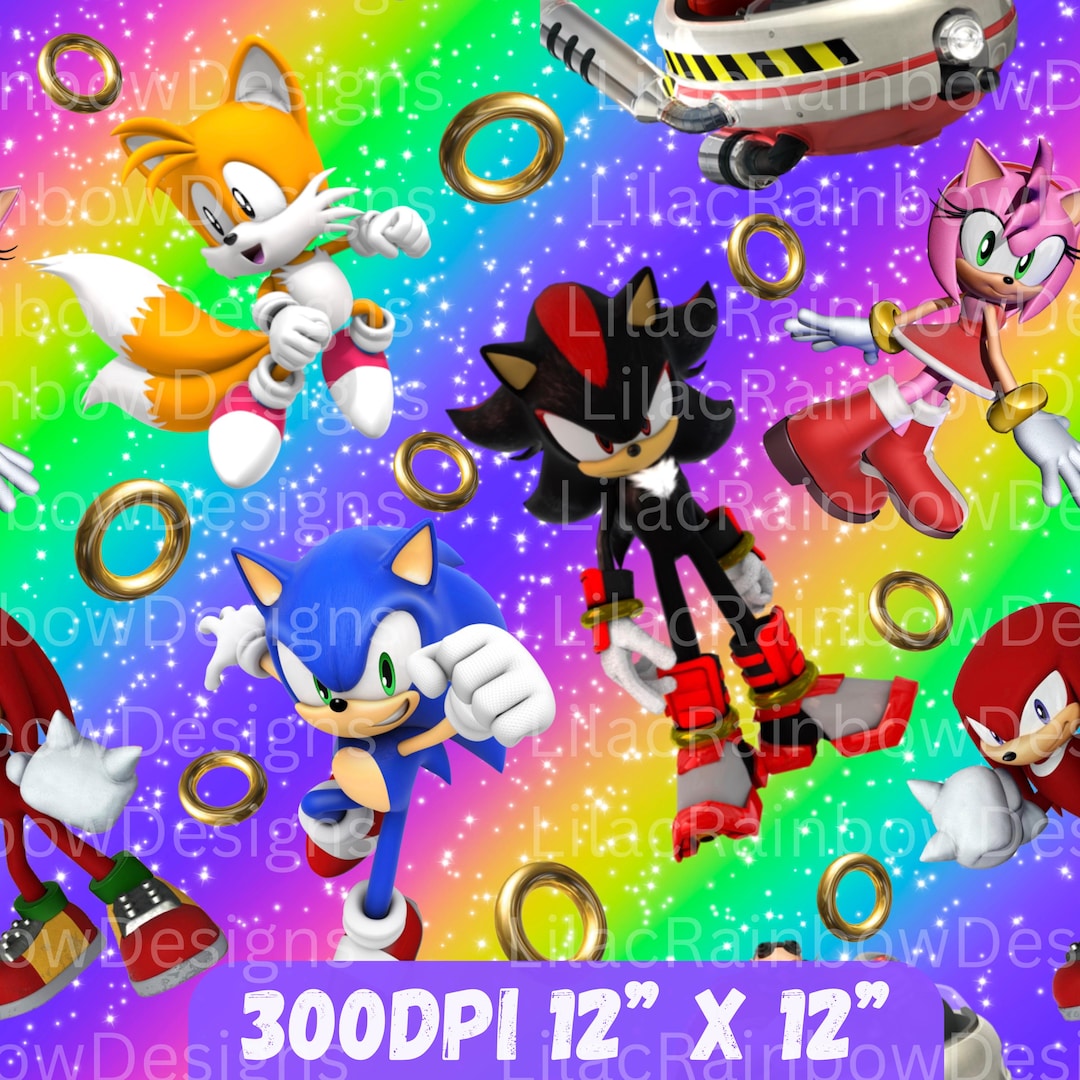 Sonic Seamless Pattern: Cartoon Design Digital Paper (12x12", 300dpi ...