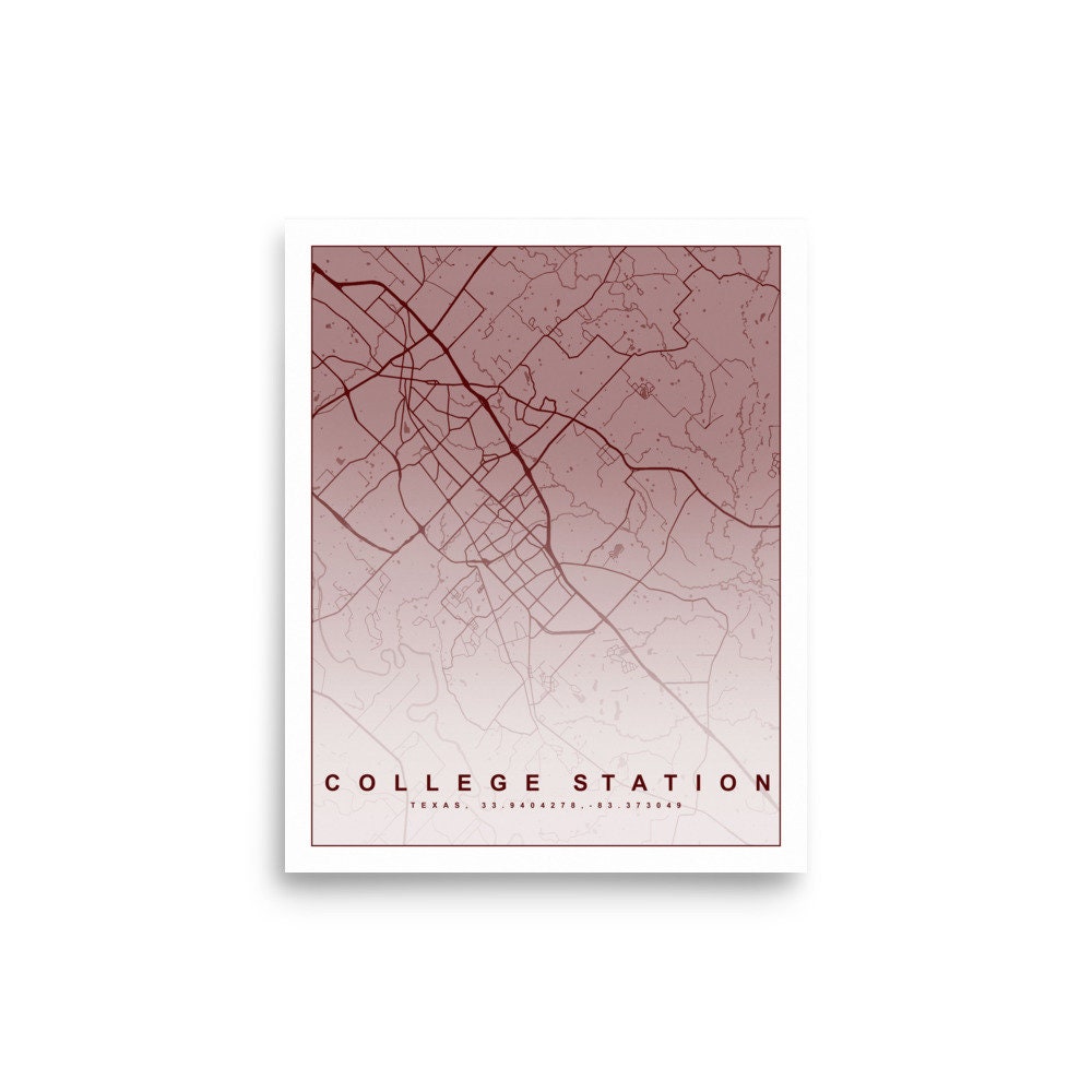 College Station Texas Map Poster 8x10, 16 X 20 | College Station Map ...
