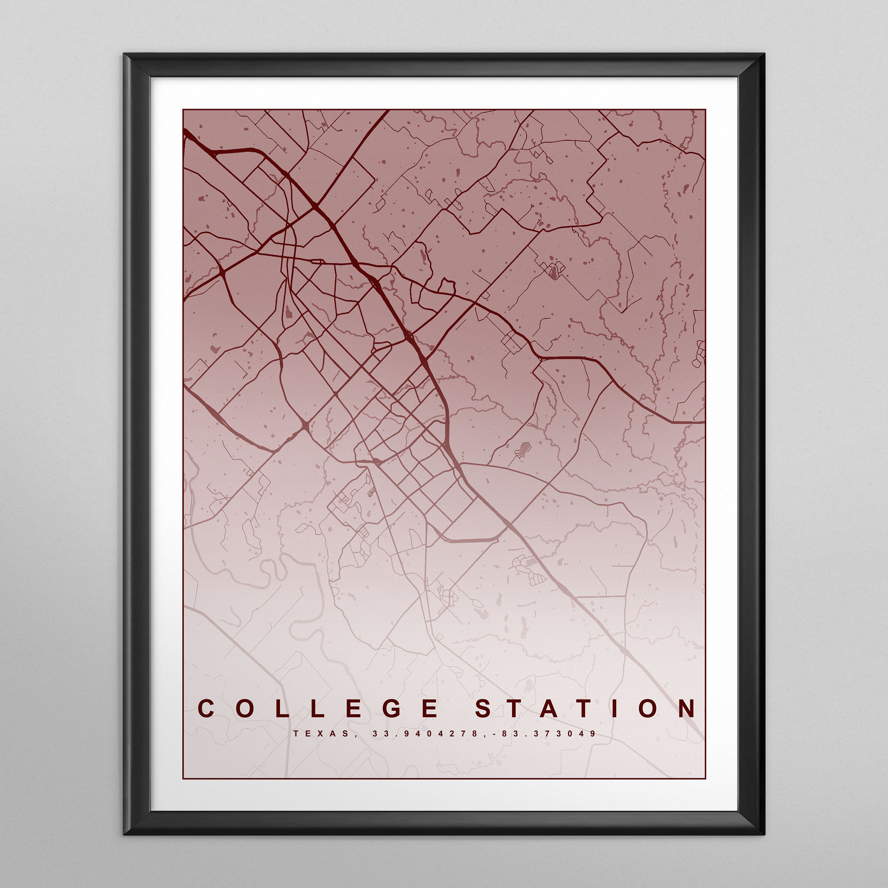 College Station Texas Map Poster 8x10, 16 X 20 | College Station Map ...