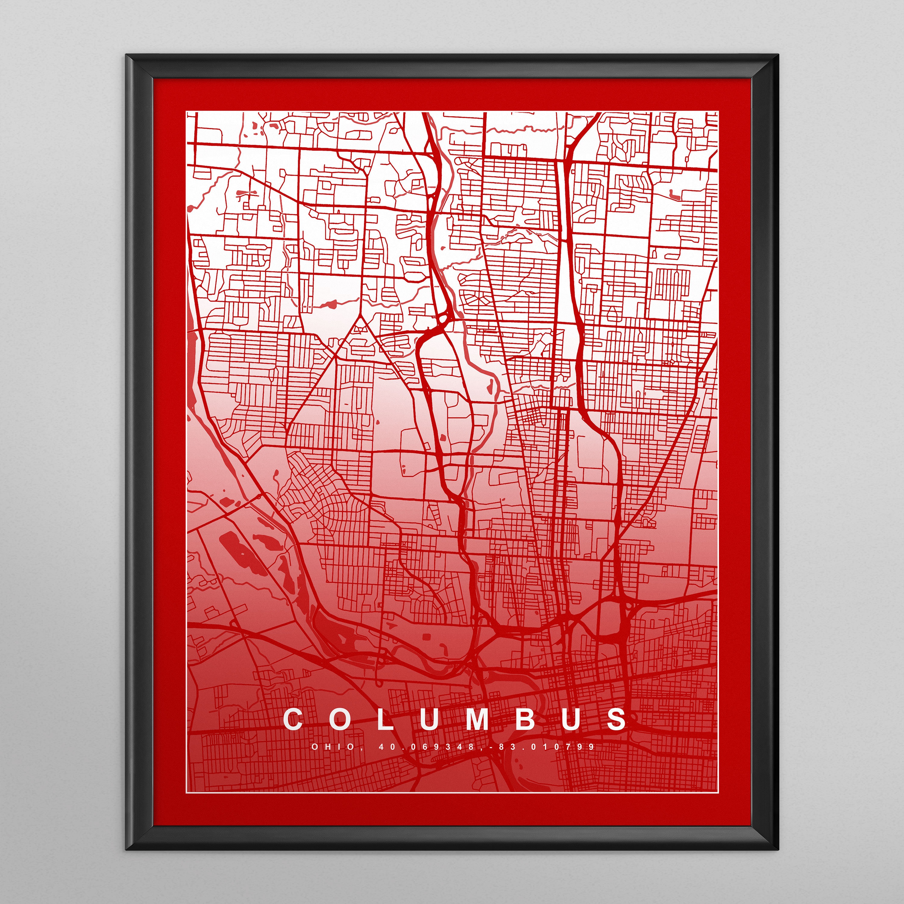 Columbus Ohio Map Poster 8x10, 16x20 Columbus Map Art Downtown Columbus ...