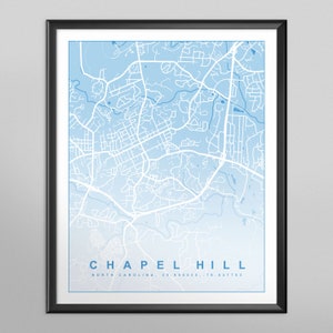Chapel Hill North Carolina Map Poster 8x10, 16x20 | Chapel Hill Map Art ...
