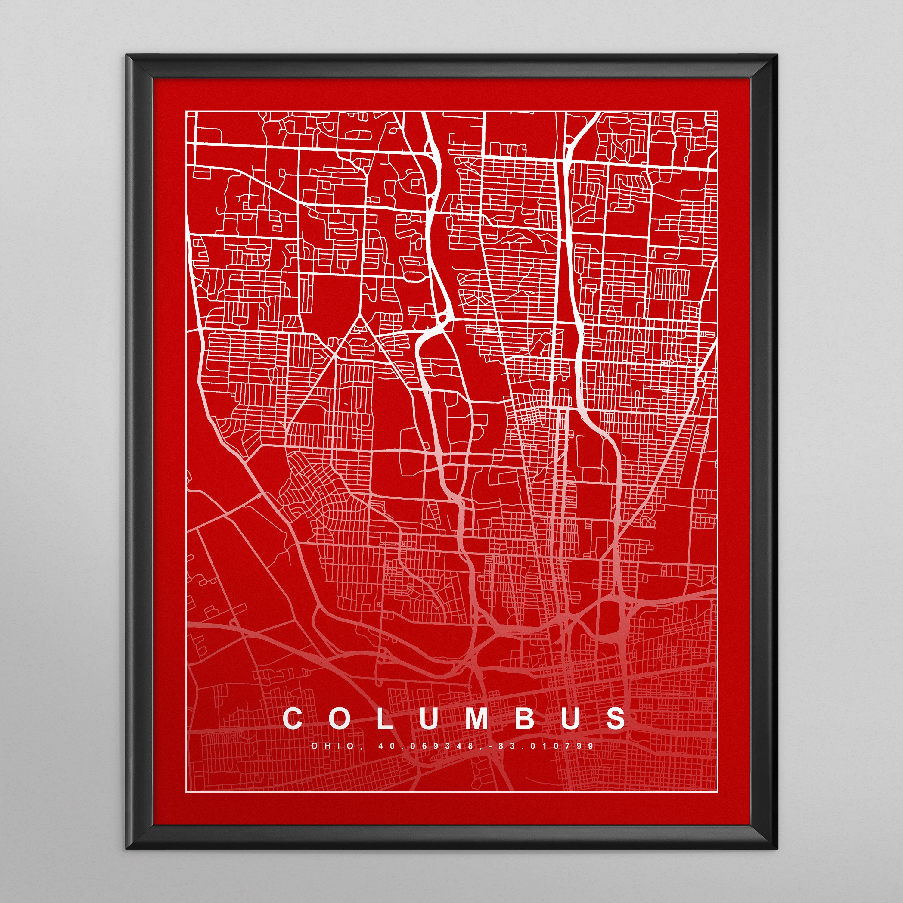 Columbus Ohio Map Poster 8x10, 16x20 Columbus Map Art Downtown Columbus ...