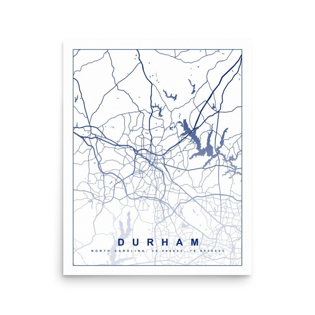 Duke North Carolina Map Poster 8x10, 16x20 | Duke Map Art | Downtown ...