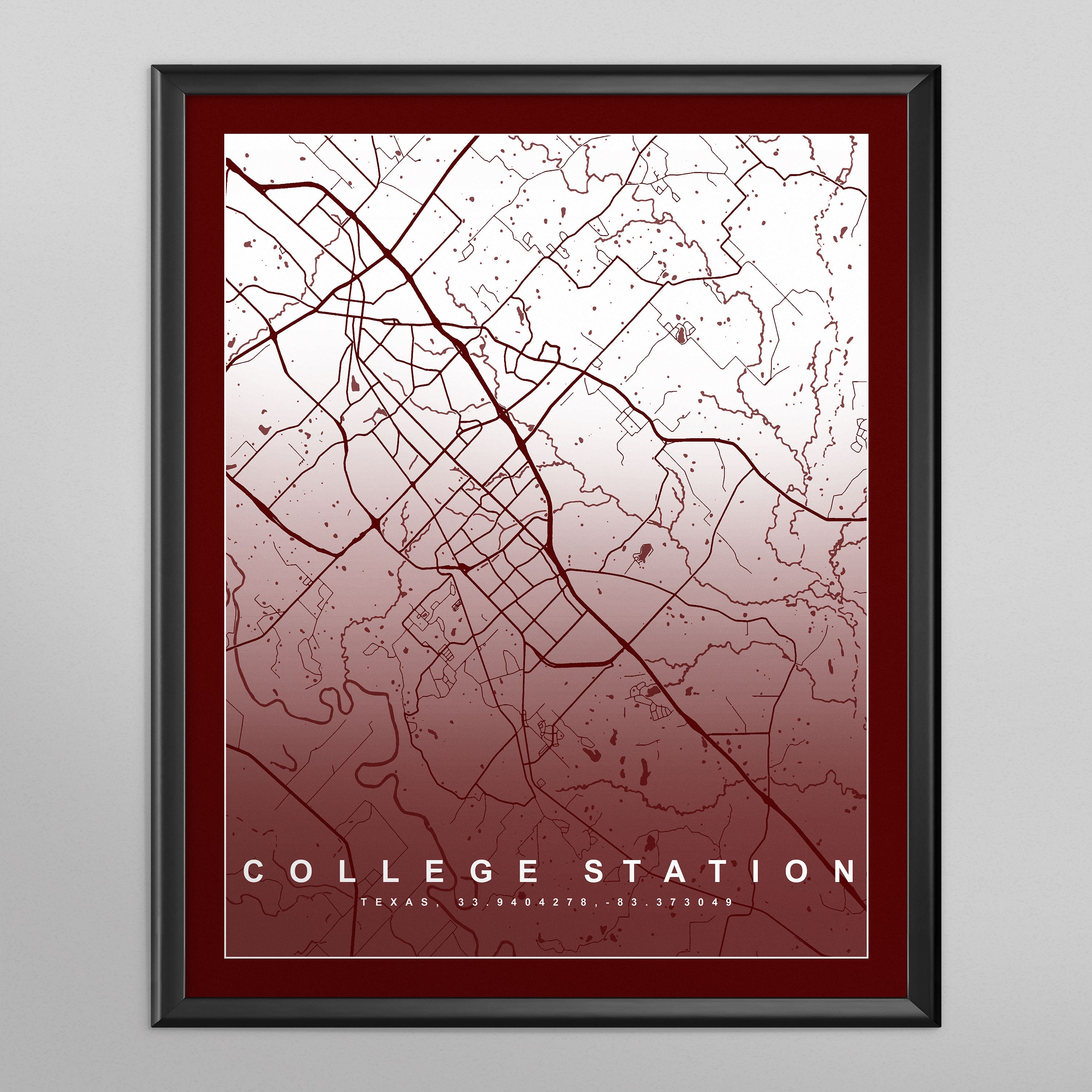 College Station Texas Map Poster 8x10, 16 X 20 | College Station Map ...
