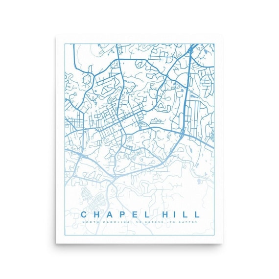 Chapel Hill North Carolina Map Poster 8x10 16x20 Chapel | Etsy