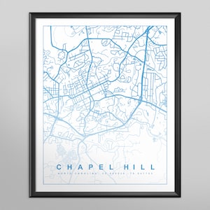Chapel Hill North Carolina Map Poster 8x10, 16x20 | Chapel Hill Map Art ...