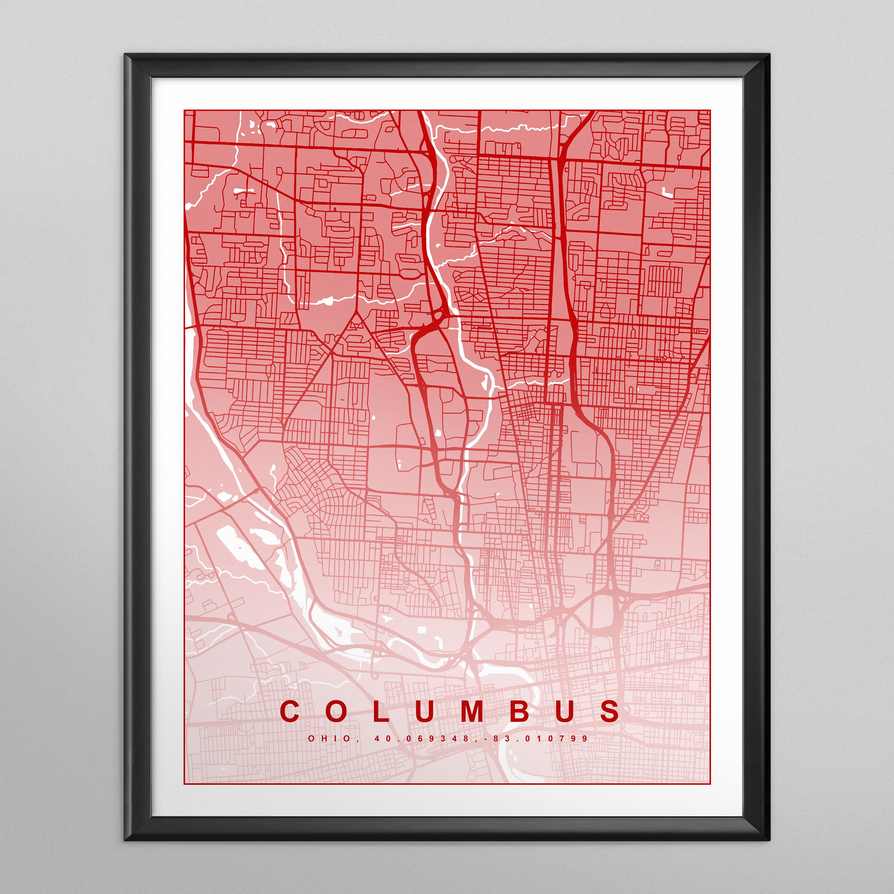 Columbus Ohio Map Poster 8x10, 16x20 | Columbus Map Art | Downtown ...