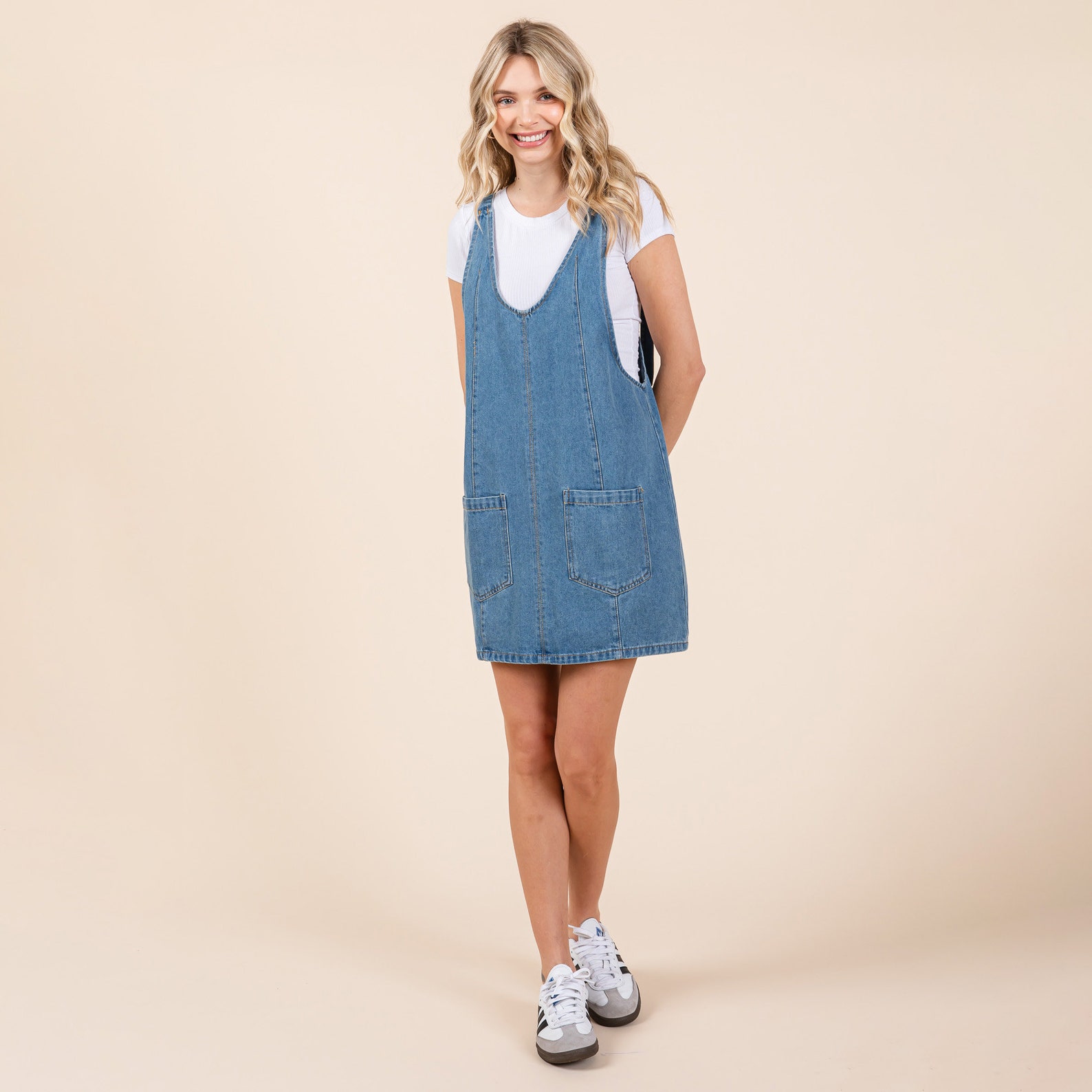 Scoop Neck Denim Short Overall Dress Skirtall - Etsy