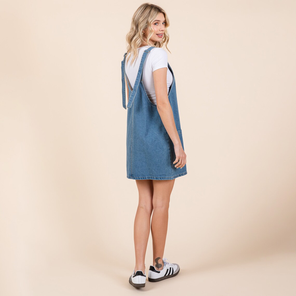 Scoop Neck Denim Short Overall Dress Skirtall - Etsy