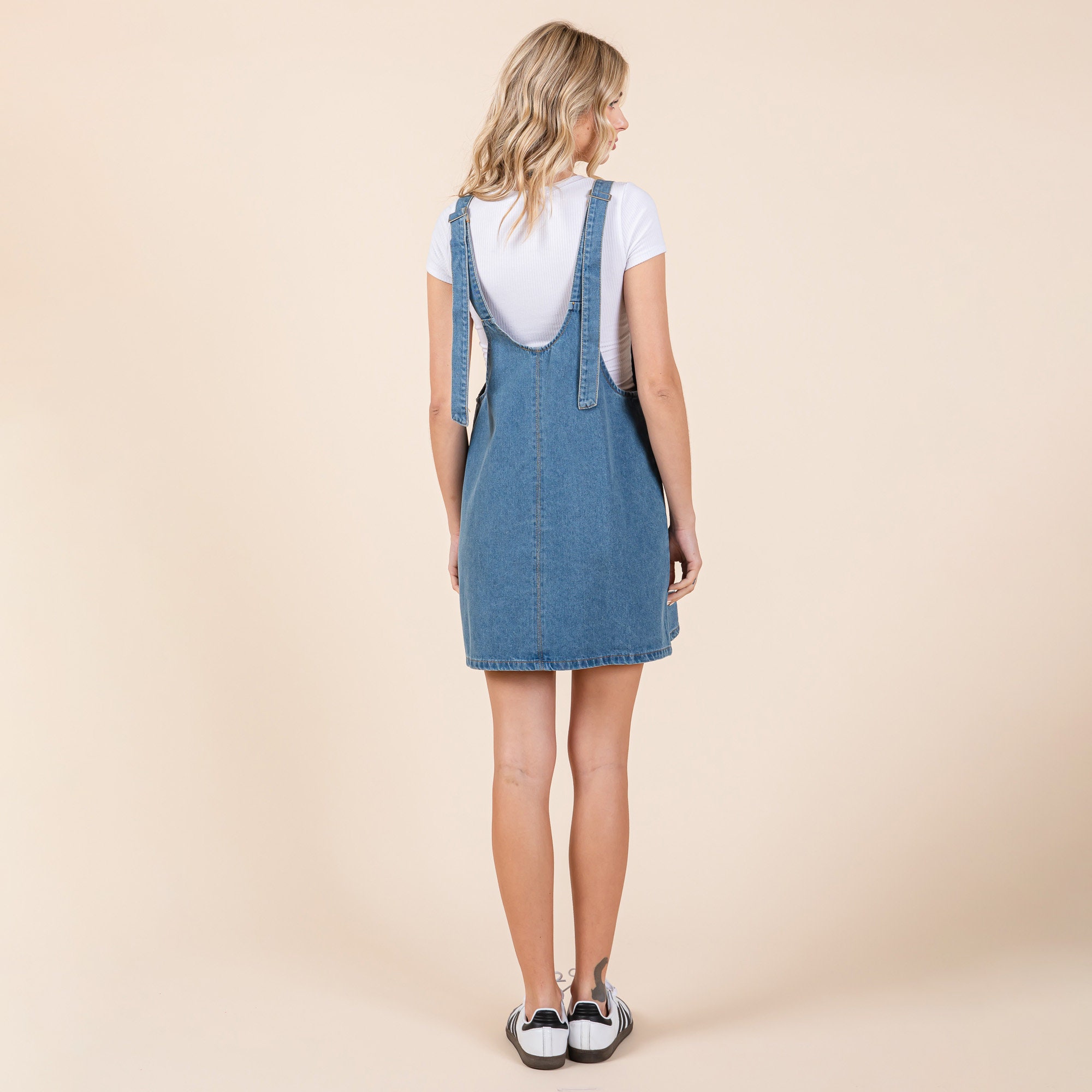 Scoop Neck Denim Short Overall Dress Skirtall - Etsy