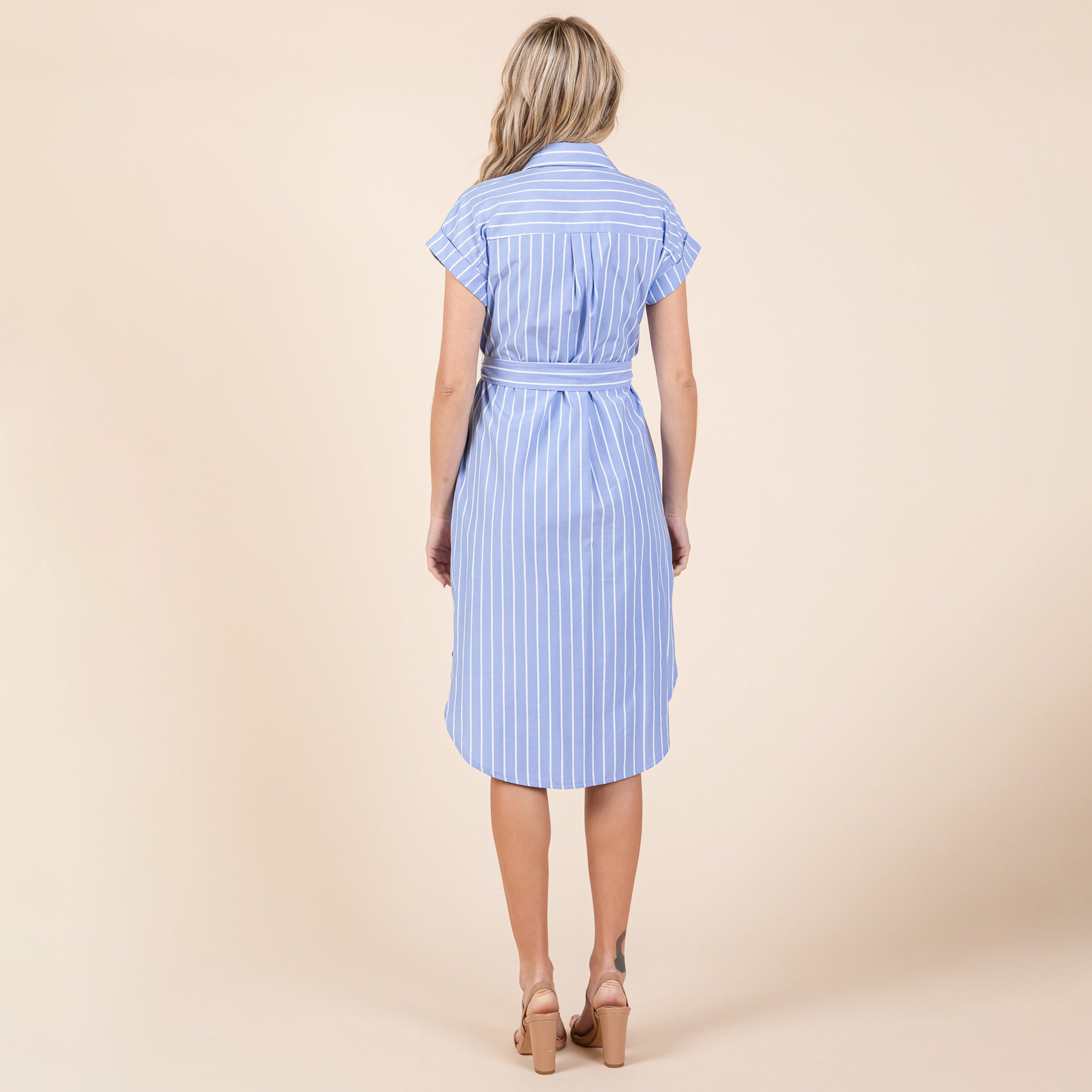 Button up Tie Waist Poplin Pocketed Shirt Dress - Etsy
