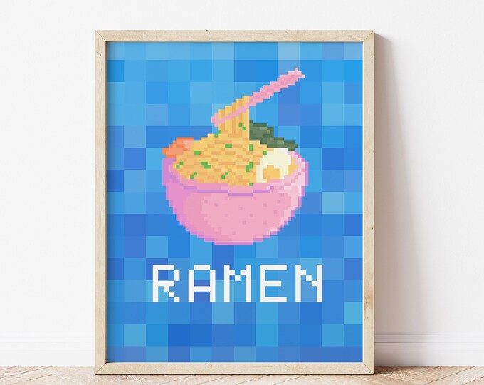 Minecraft Style FOOD Print, RAMEN Art Print,kitchen Printable ...