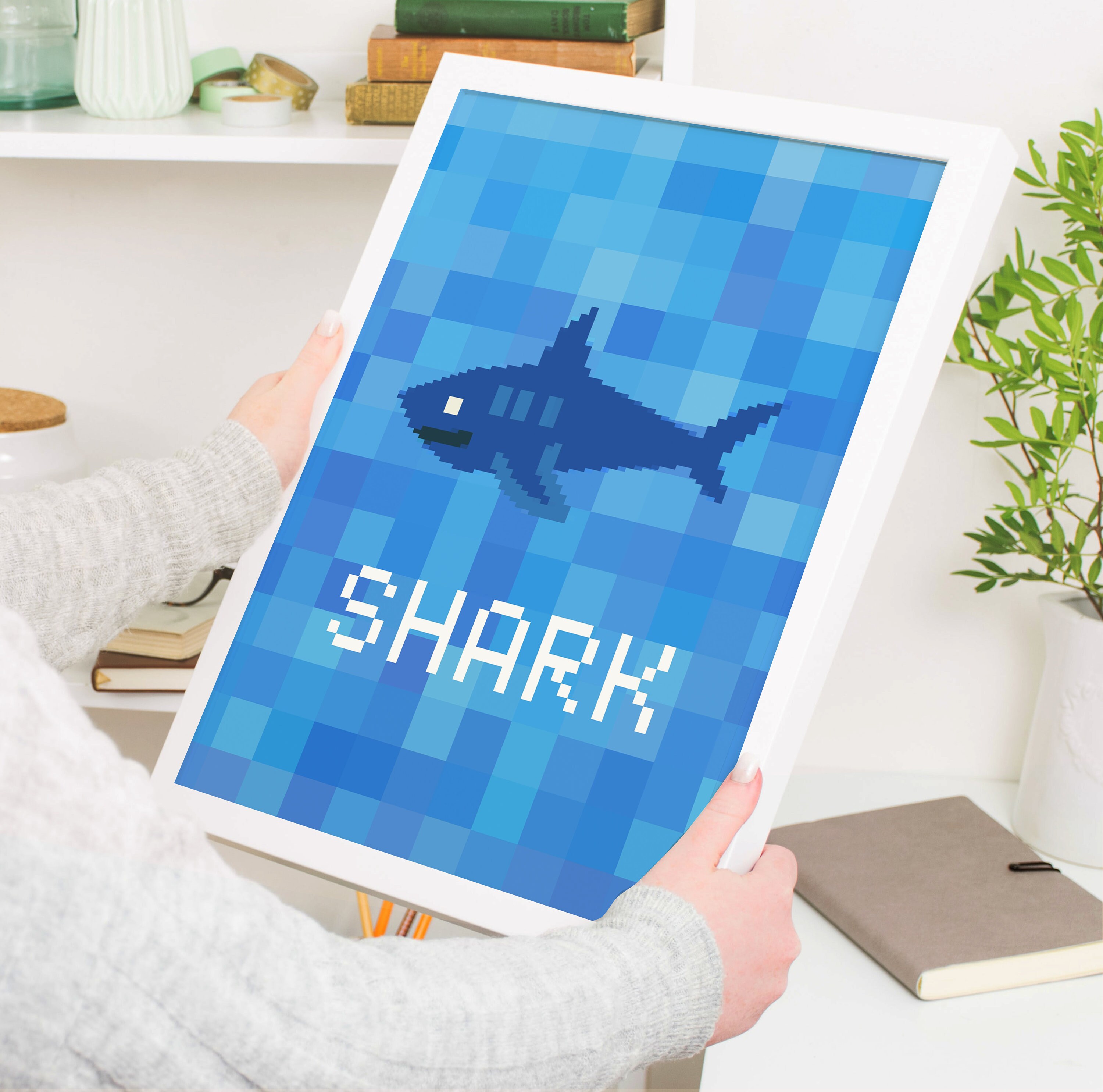 Minecraft Pixel Art Shark