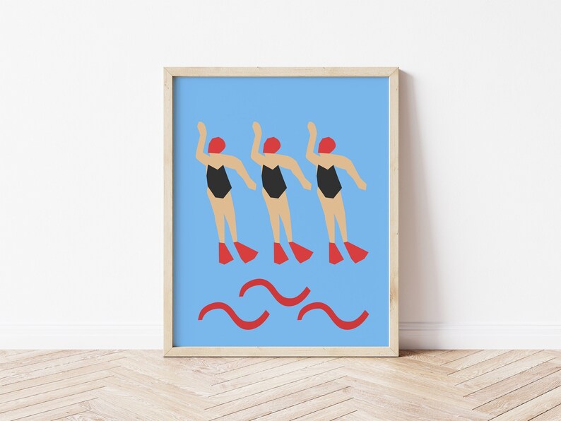 Three Swimmers Printable Swimmer Art Bathroom Printable - Etsy