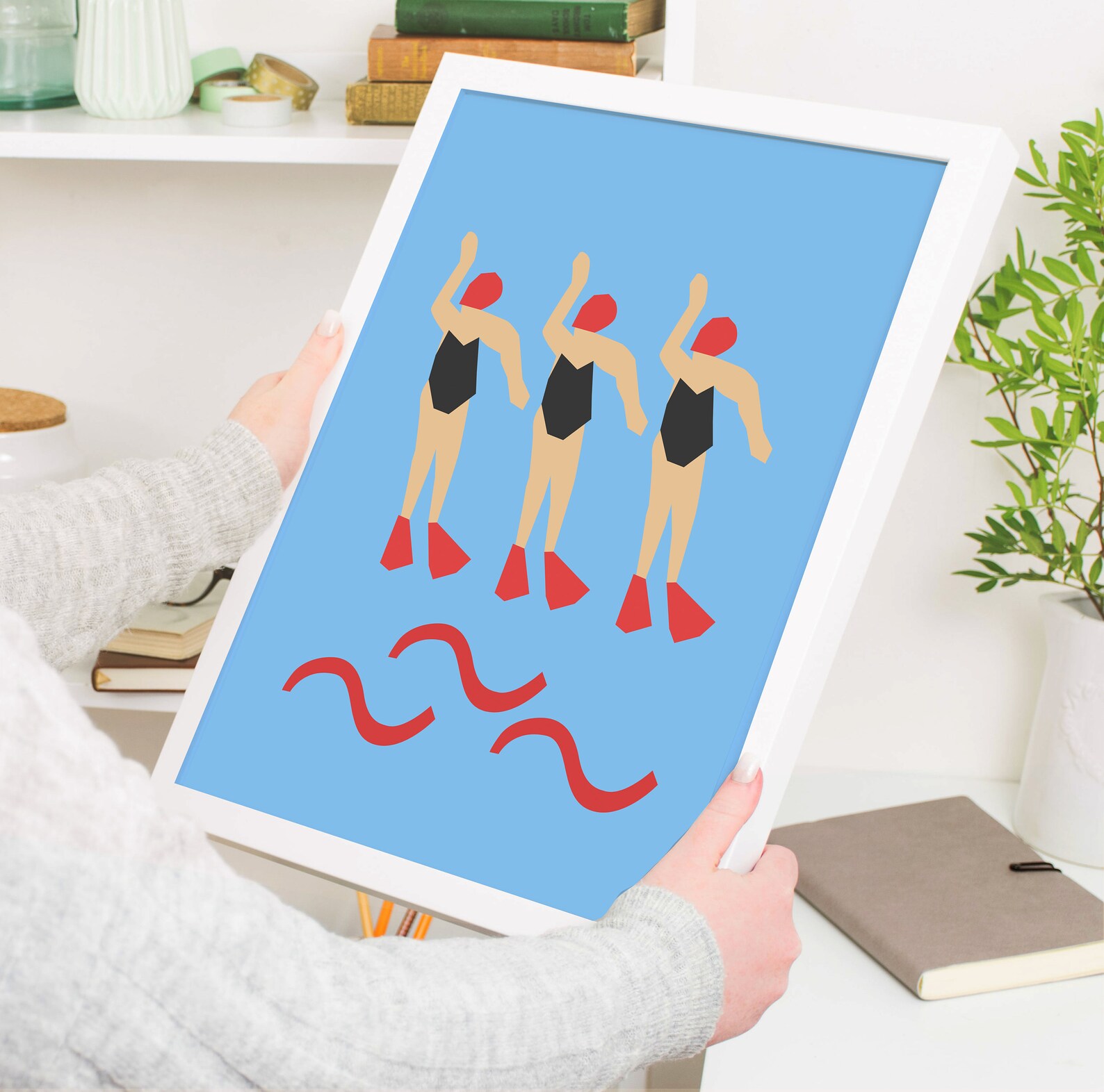 Three Swimmers Printable, Swimmer Art, Bathroom Printable, Beach Decor ...