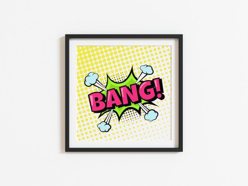 COMIC BOOK Wall Art Set,crash Bang Pow Comic Book Room Decor,pop Art ...