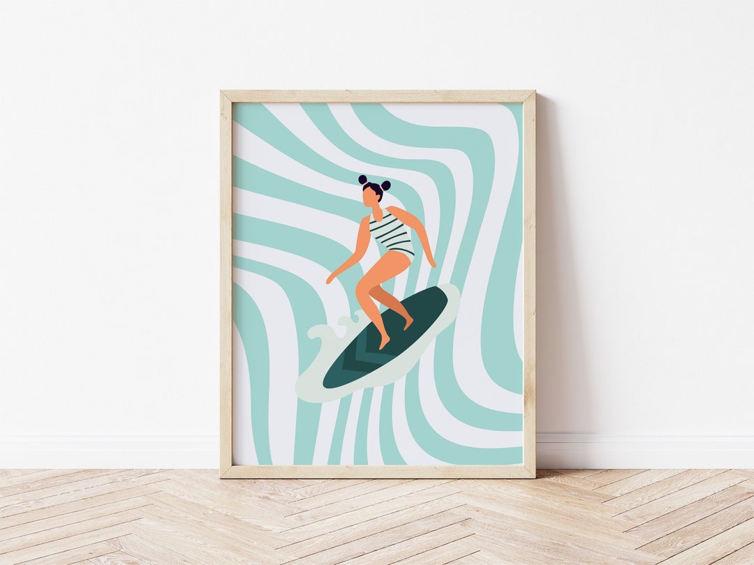 LA SURFER -female Surfer Print, Beach Decor, Surfer Art, Puravida Art ...