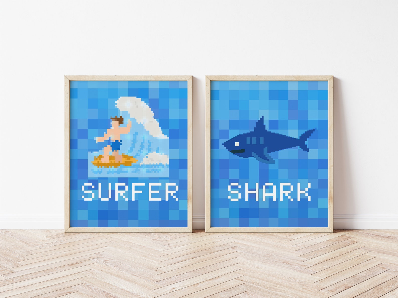Minecraft Style SURFER Printable Surfer Children's Art - Etsy
