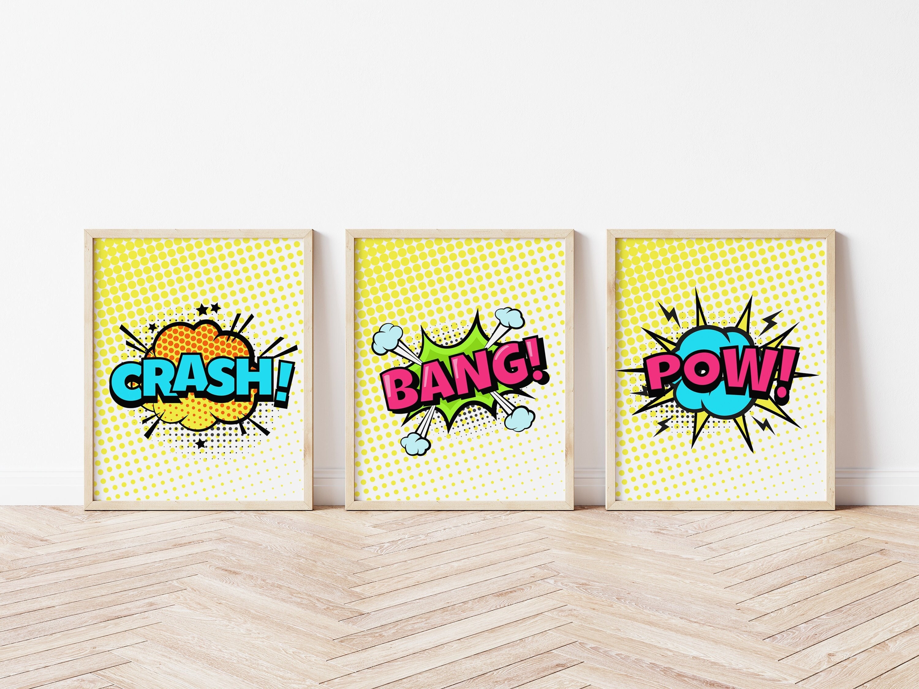 COMIC BOOK Wall Art Set,crash Bang Pow Comic Book Room Decor,pop Art Posters, Boys Room Art ...