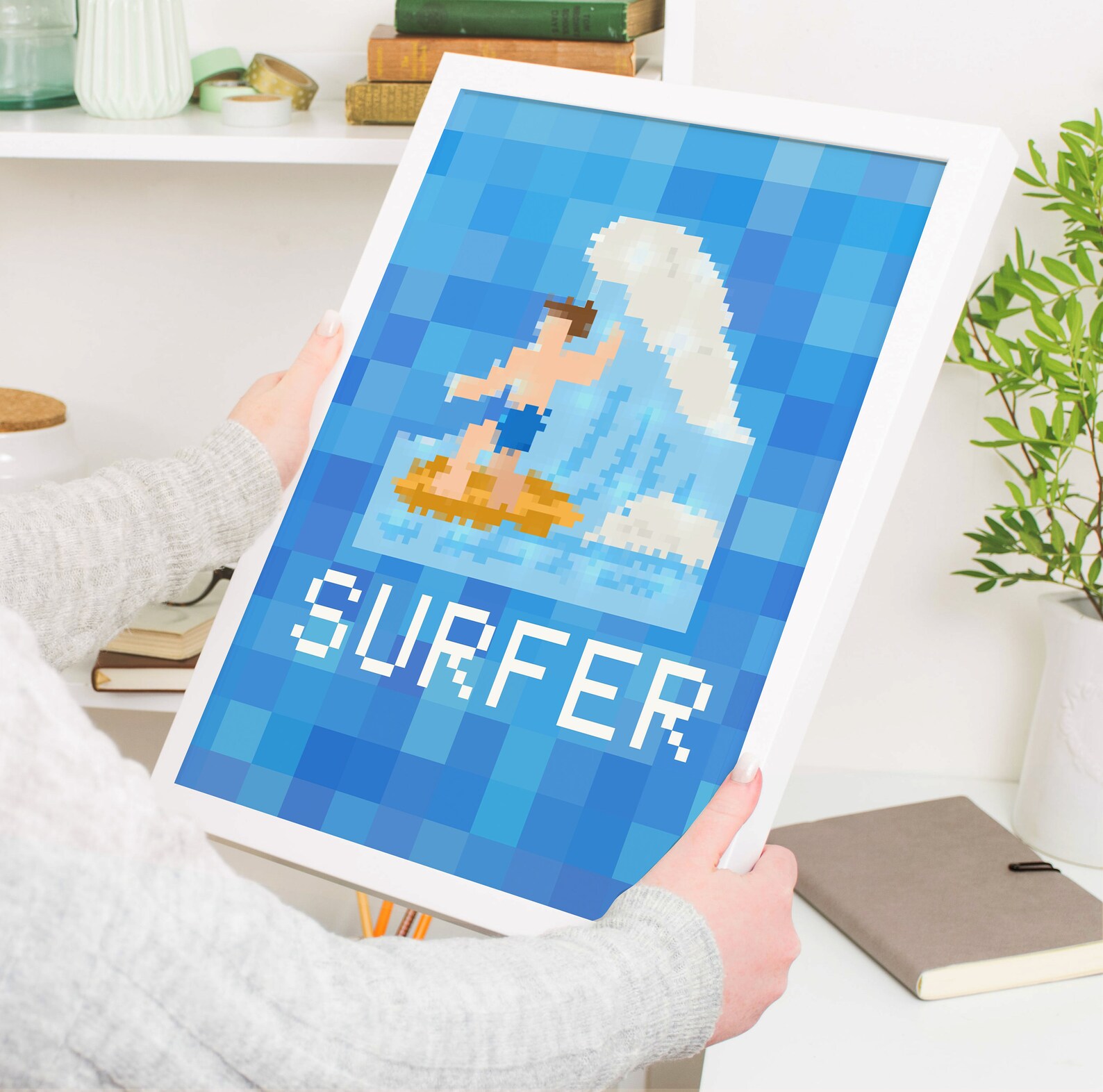 Minecraft Style SURFER Printable, Surfer Children's Art, Minecraft ...