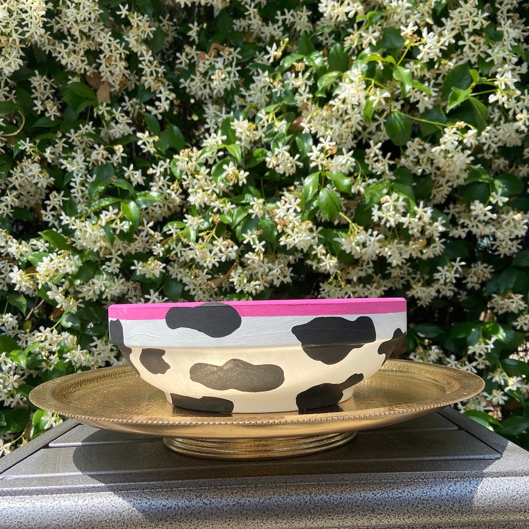Large Cow Print Hand Painted Pot - Etsy
