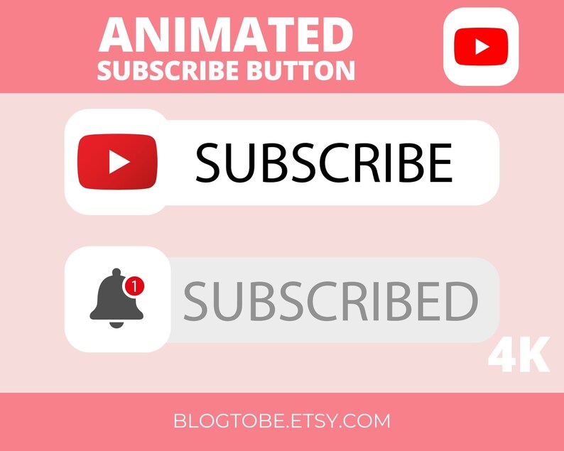 Animated Subscribe Button Animation for Youtube Video Blog, Youtube Subscribe Button, Animated ...