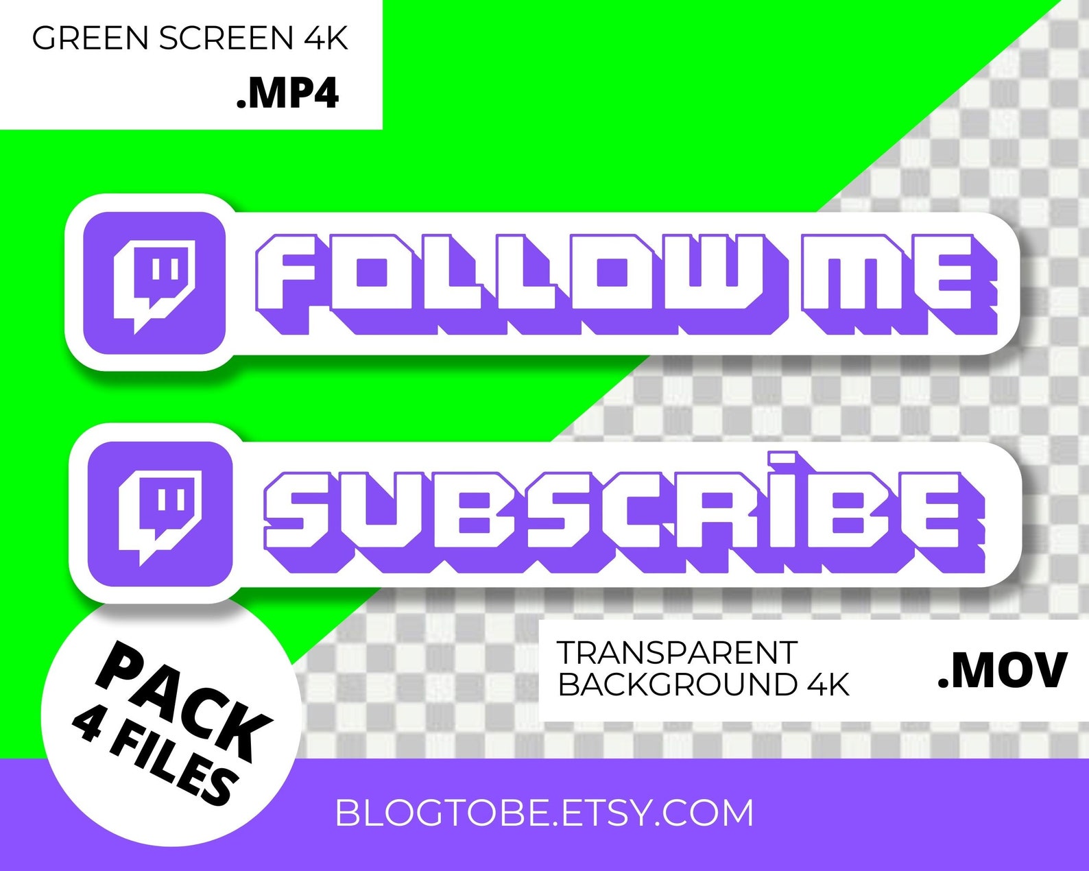 Twitch Animated Subscribe Button Animation for Twitch Video Blog ...