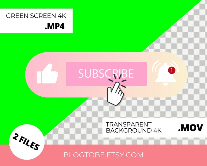 Animated Subscribe Button Animation for Youtube Video Blog, Pink Pastel ...