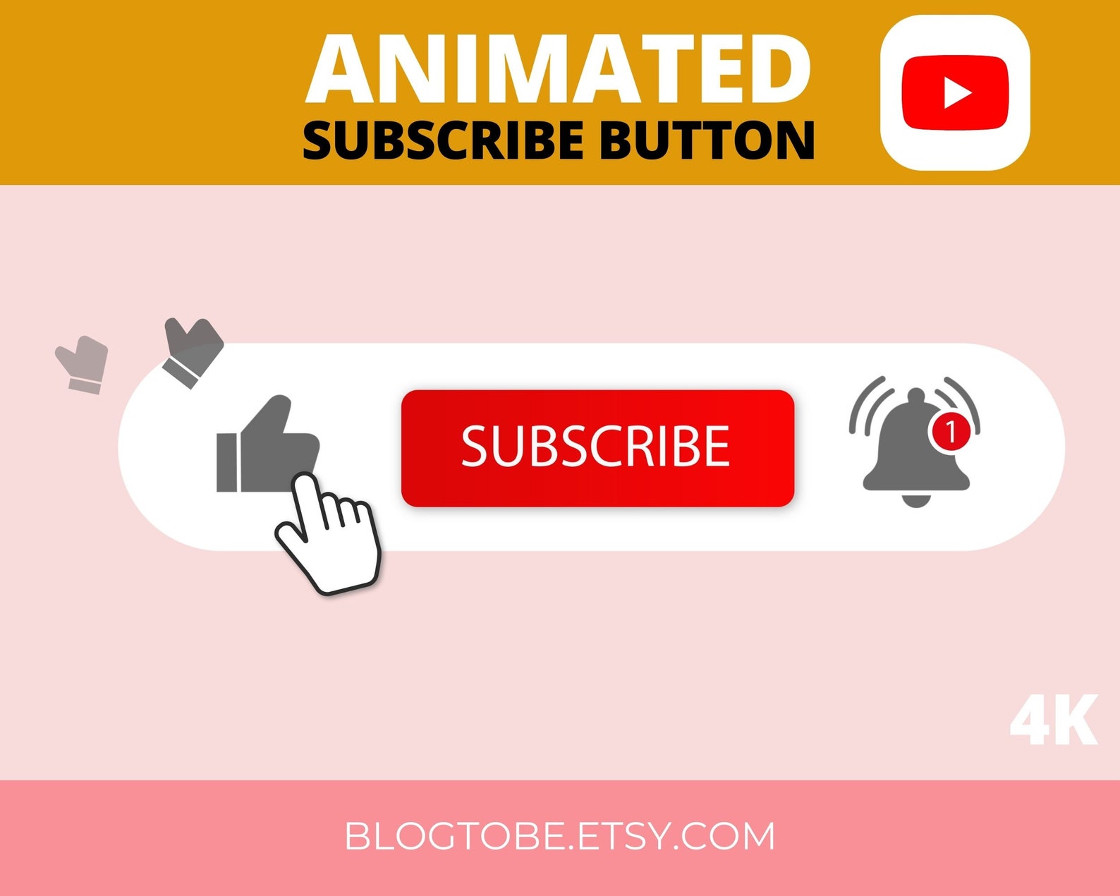Animated Subscribe Button Animation for Youtube Video Blog, Youtube ...