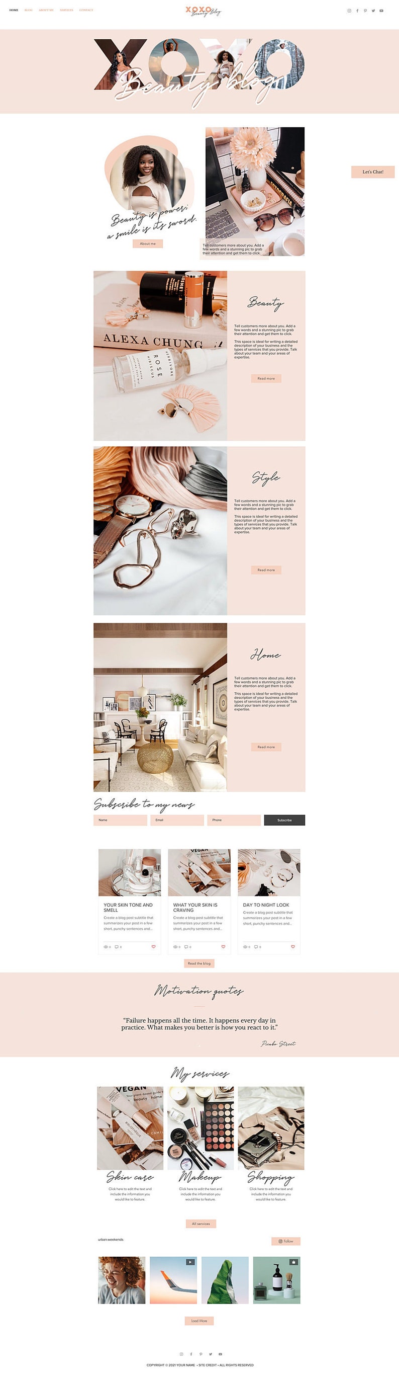 WIX Website Template, Beauty Blog Lifestyle Coach Theme, Blogger ...