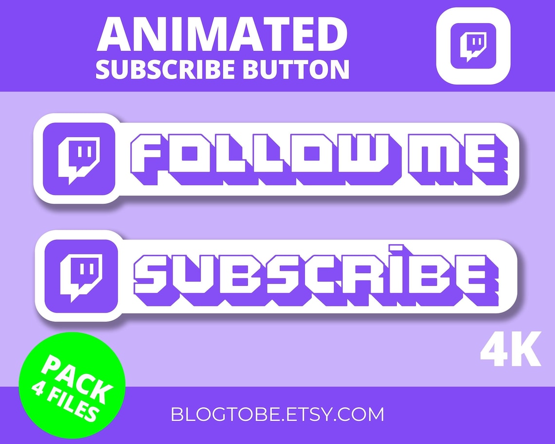 Twitch Animated Subscribe Button Animation for Twitch Video Blog ...