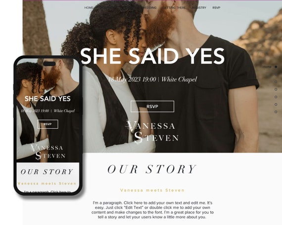 Wedding Website Design WIX Website Template Custom RSVP Wedding Event Website Wedding Invitation Website Template Creative Wix Layout Etsy