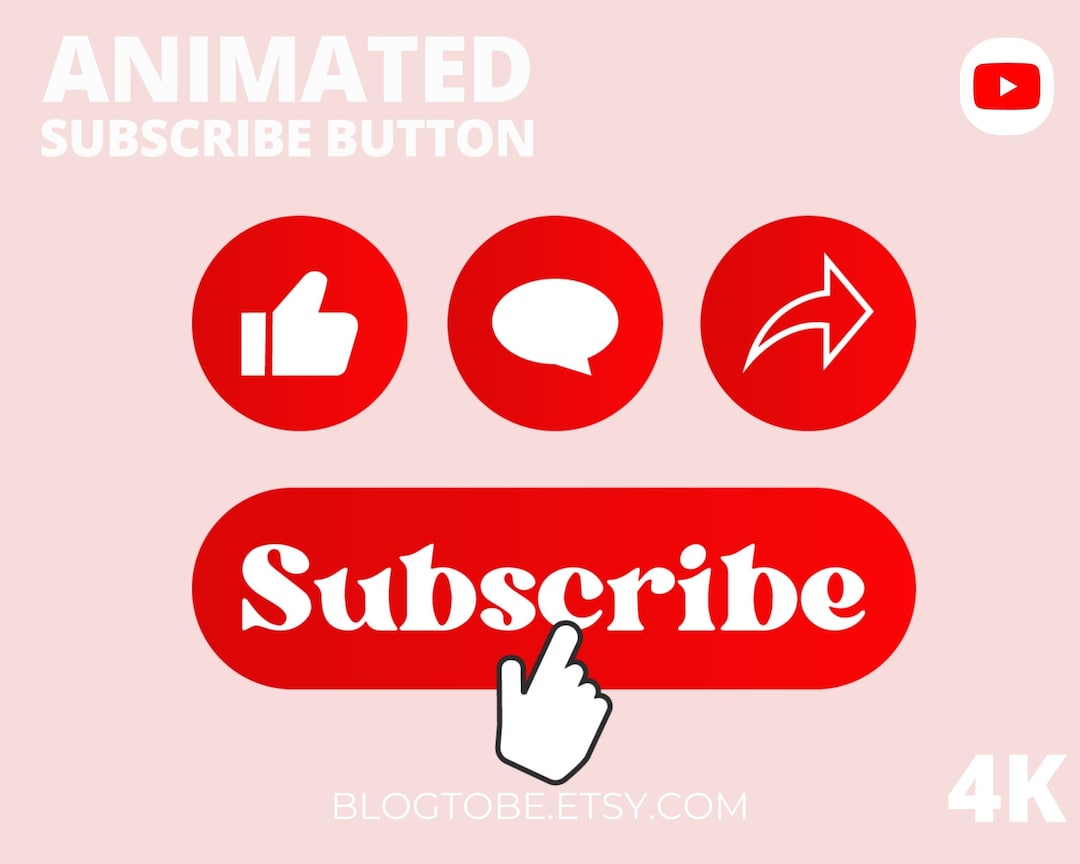 Like Subscribe Button Animation for Youtube Video Blog, Youtube Subscribe Button, Animated Share ...