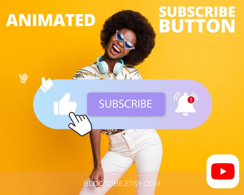 Animated Subscribe Button Animation for Youtube Video Blog, Blue Purple ...