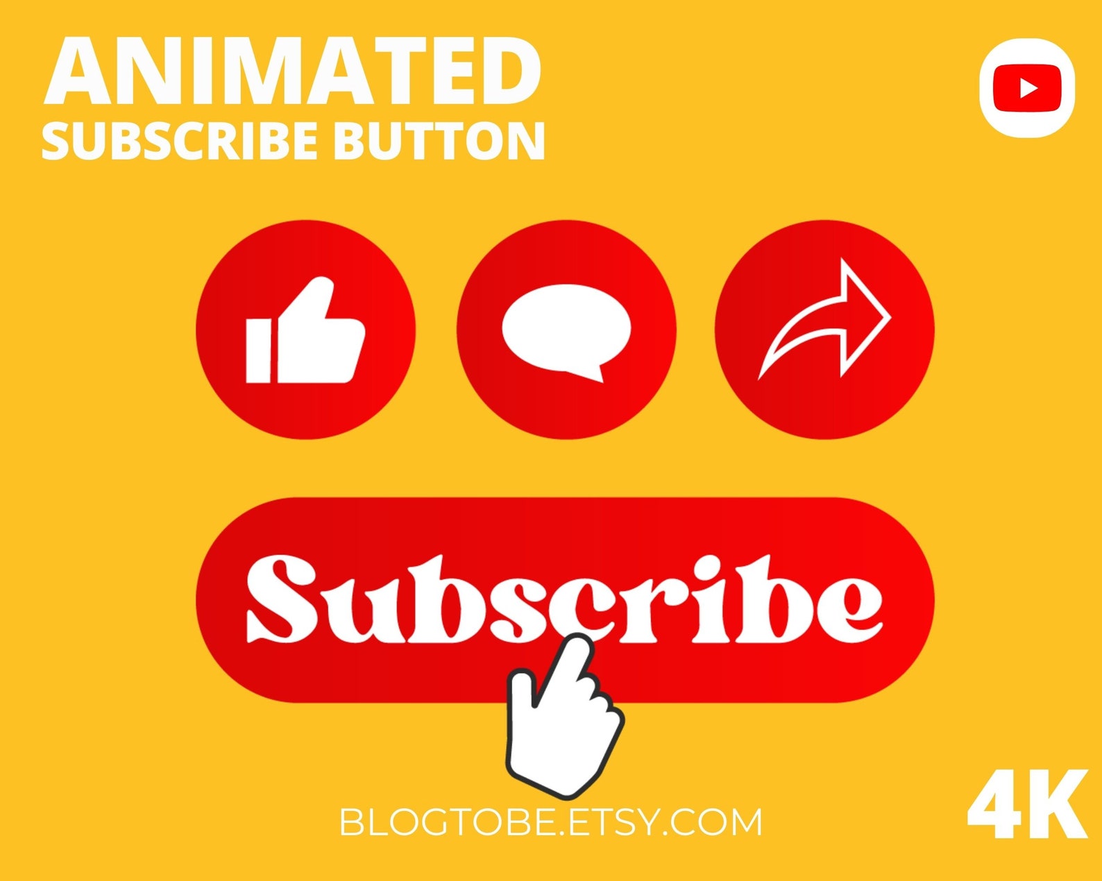 Like Subscribe Button Animation for Youtube Video Blog, Youtube ...