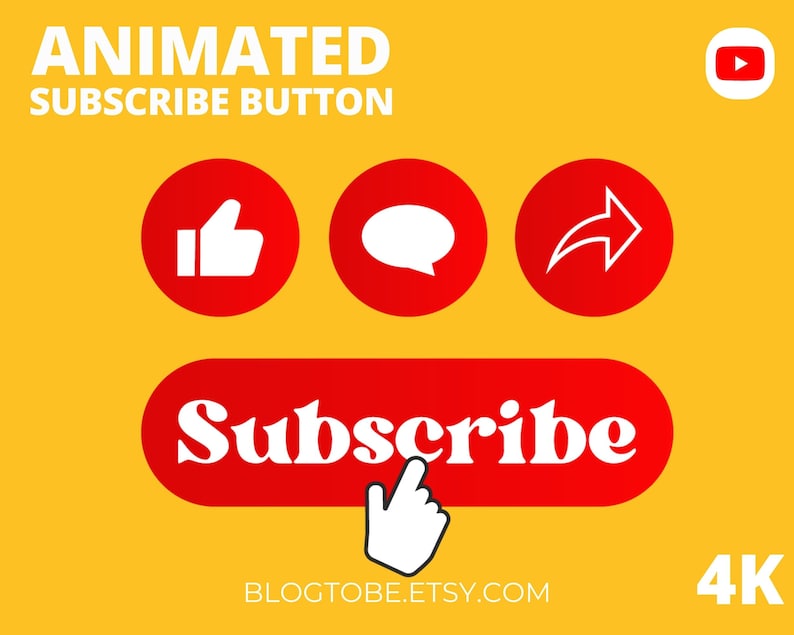 Like Subscribe Button Animation for Youtube Video Blog, Youtube Subscribe Button, Animated Share ...