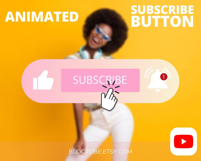 Animated Subscribe Button Animation for Youtube Video Blog, Pink Pastel ...