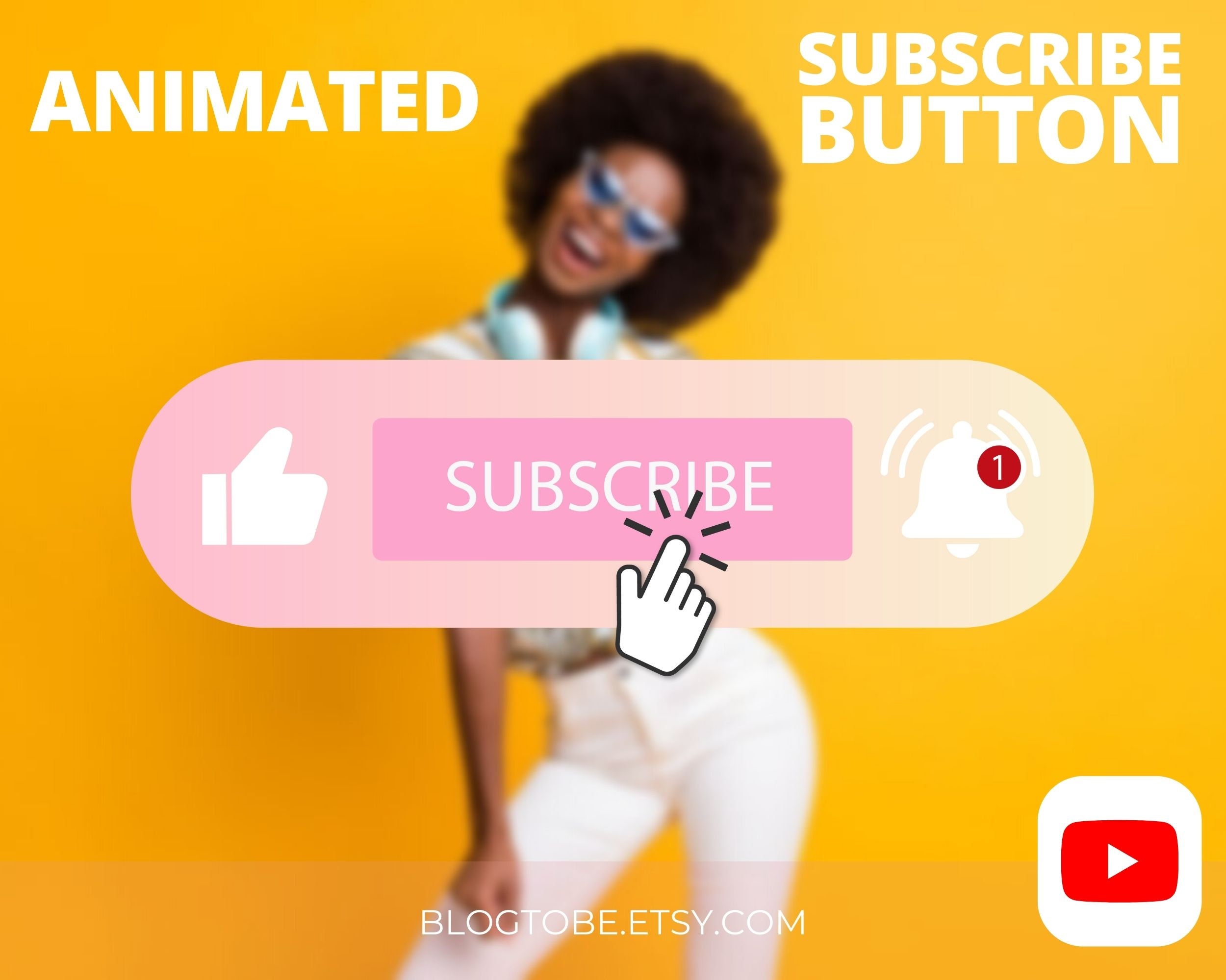 Animated Subscribe Button Animation for Youtube Video Blog, Pink Pastel ...