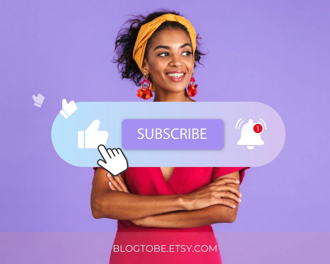 Animated Subscribe Button Animation for Youtube Video Blog, Blue Purple ...